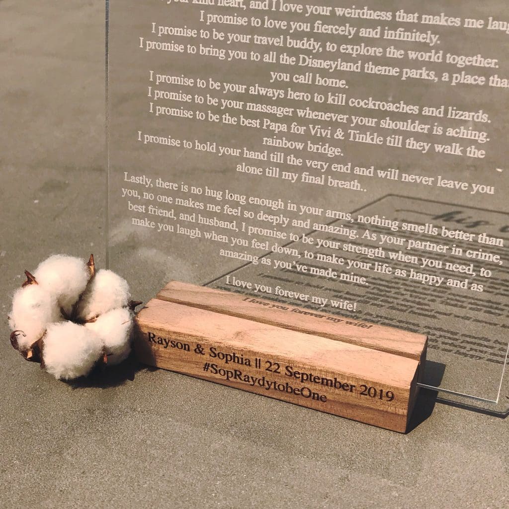 Custom Engraved Acrylic Sheet with Wooden Stand - Ohfriday!